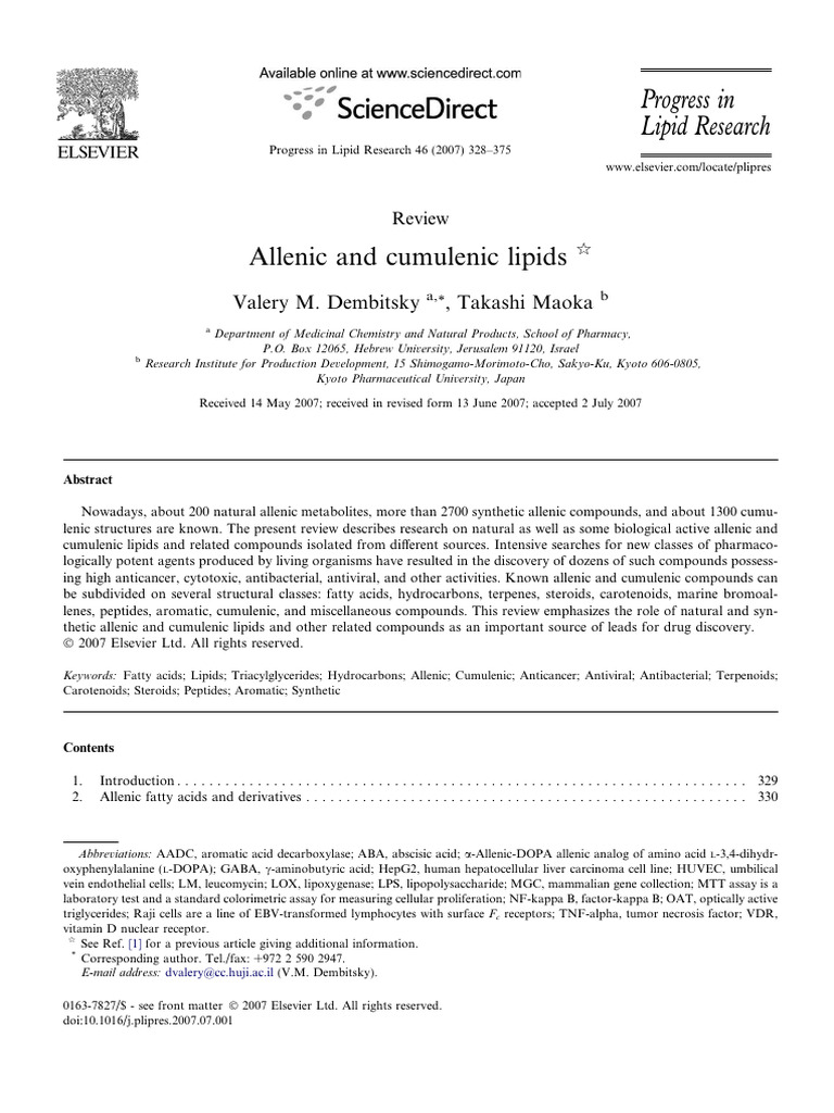 Allenic_and_cumulenic_lipids | PDF | Carboxylic Acid | Triglyceride
