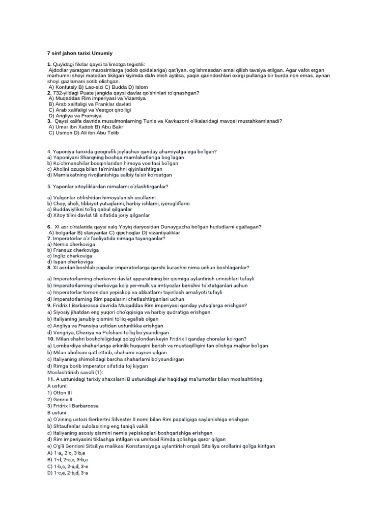 7 Jahon Yangi Umumiy | PDF