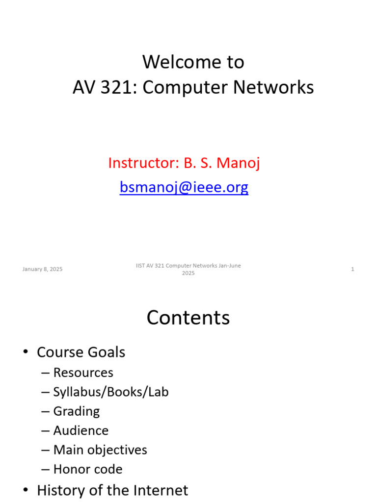 IIST-AV-321-bsmanoj-Jan2025-Lecture-1 | PDF | Internet Protocol Suite | Computer Network