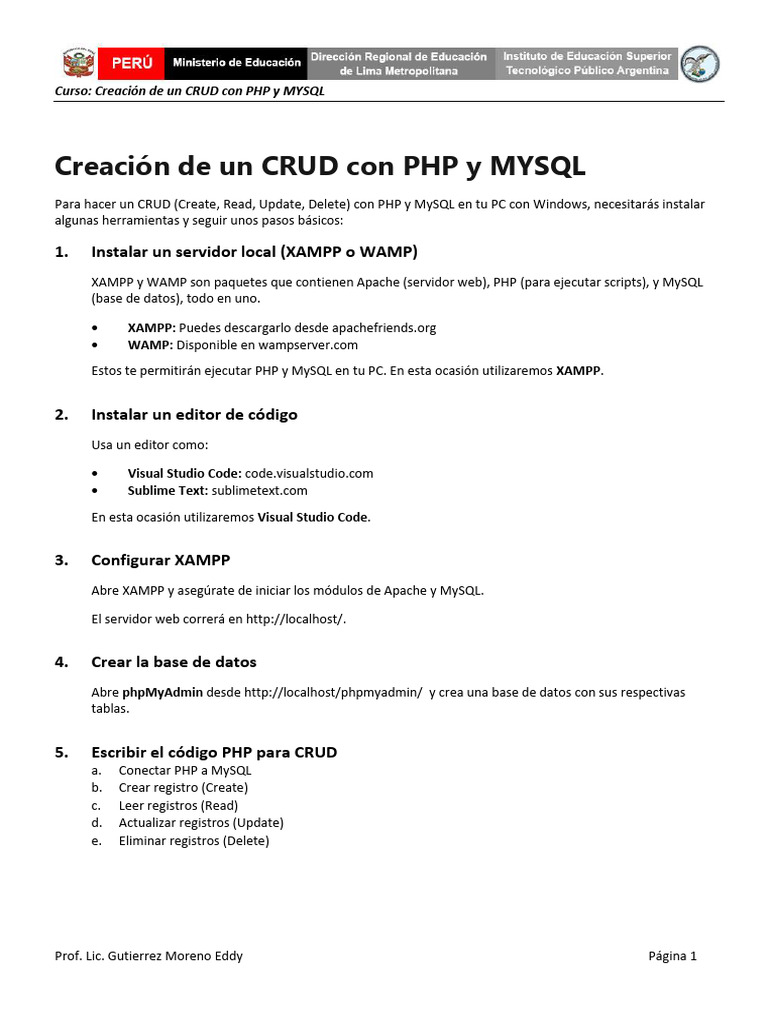 Pre Parar Crud | PDF | Mi sql | Php