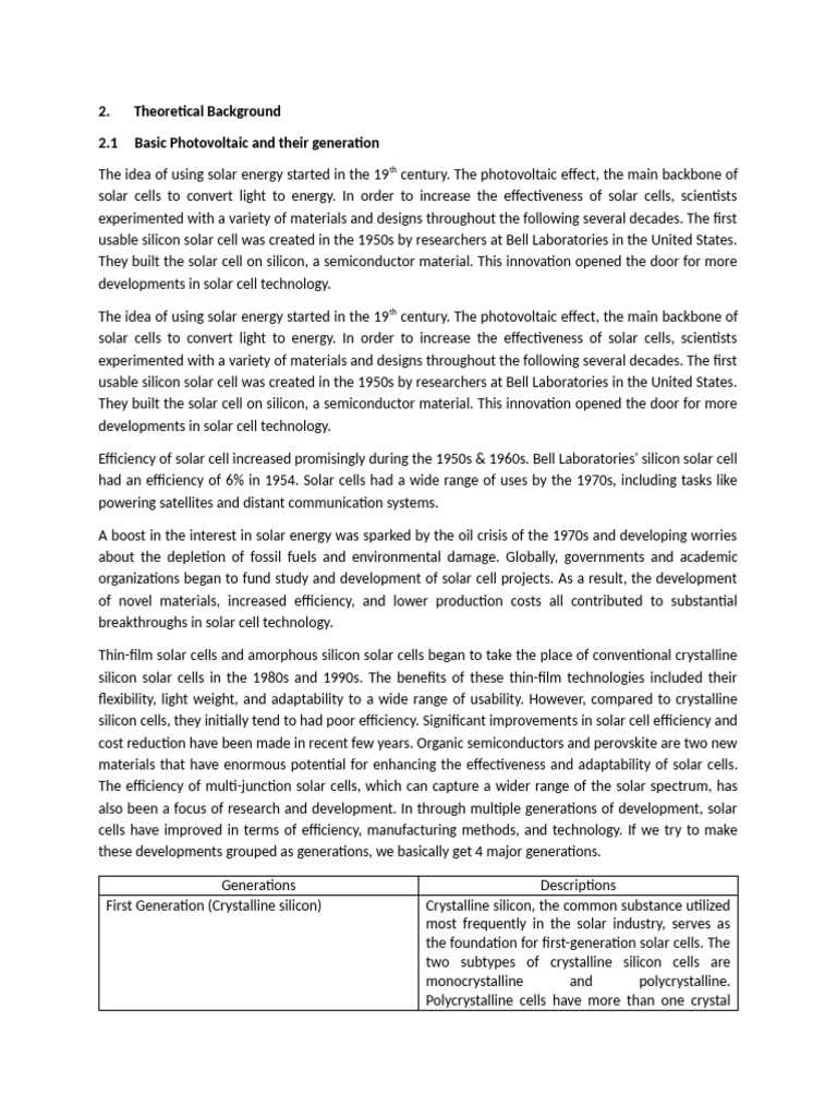 Theoretical Background Merged - Final | PDF | Solar Cell | Photovoltaics