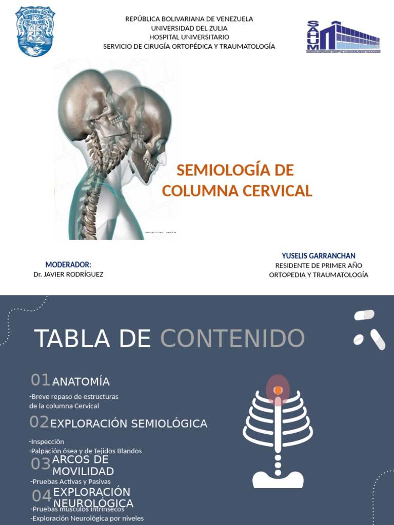 Semiología de la Columna Cervical | PDF | Mano | La columna vertebral