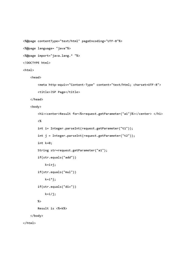 Calculator JSp | PDF