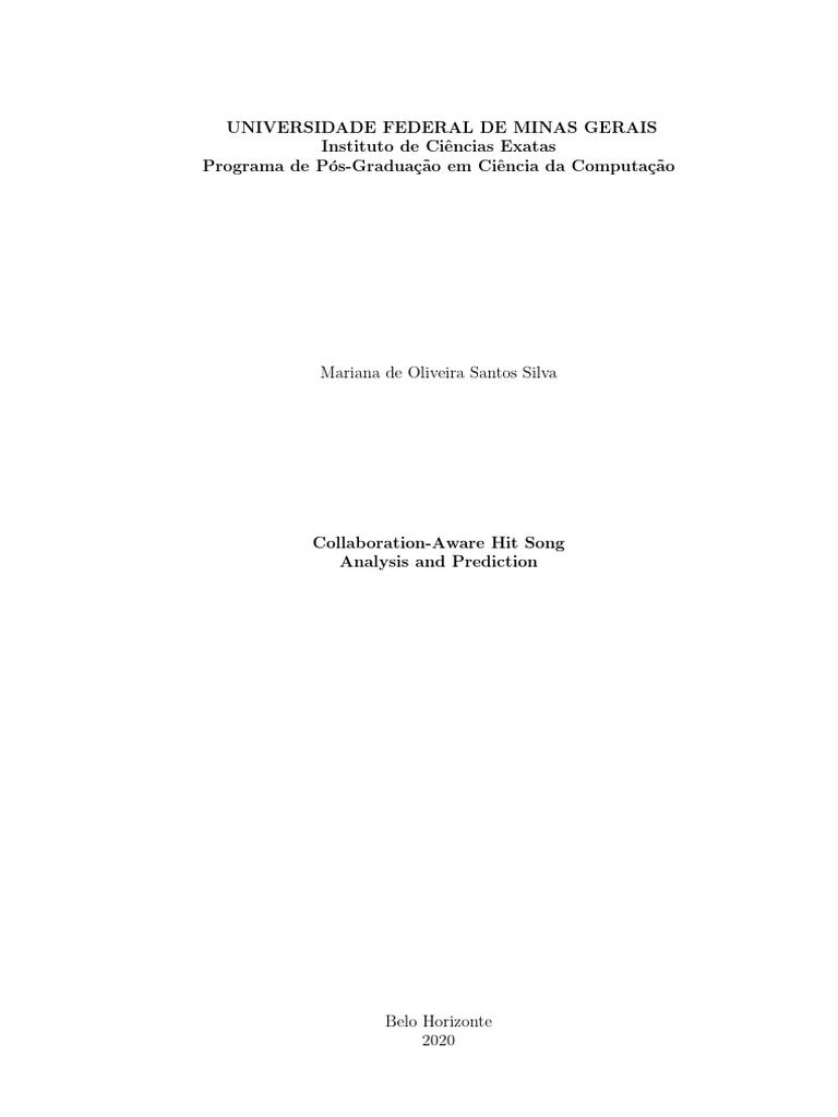 Disserta o Mariana Vers o Final Collaboration Aware Hit Song Analysis and Prediction | PDF ...