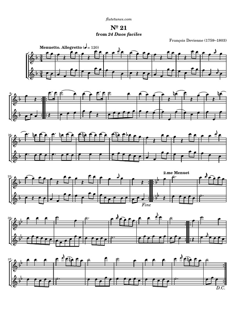 Duos Faciles No21 Menuetto | PDF