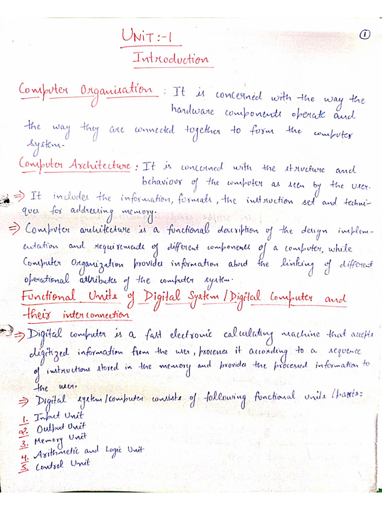 Unit 1 COA Notes | PDF