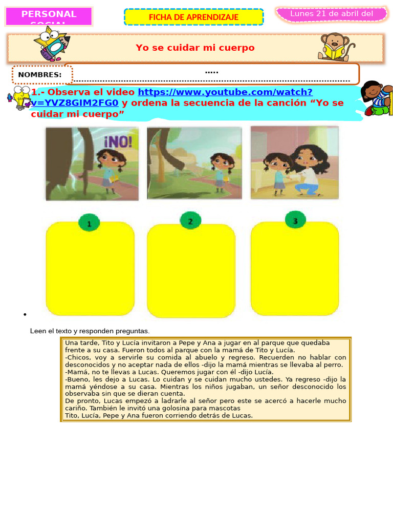 FICHA-PS - Yo Se Cuidar Mi Cuerpo | PDF