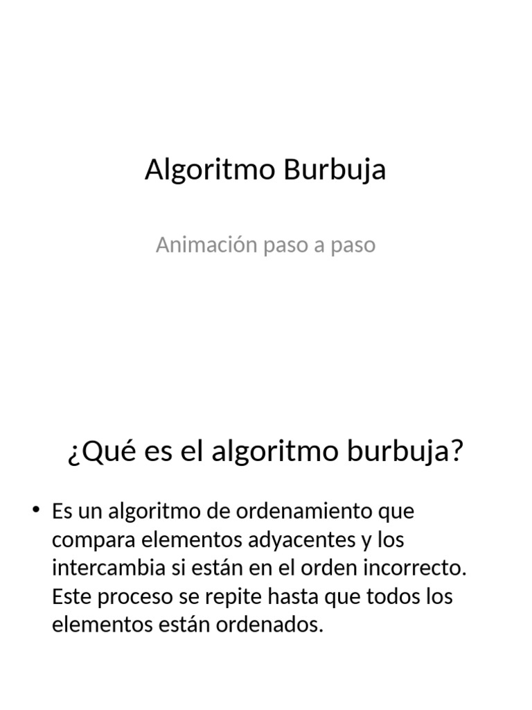 Algoritmo Burbuja Animado | PDF