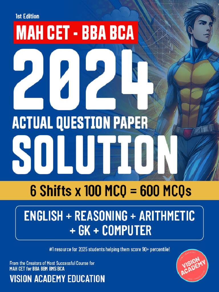 MAH CET 2024 PYQS Soluton Booklet by Vision Academy | PDF