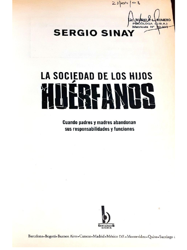 La Sociedad de Los Hijos Huerfanos (Sergio Sinay) | PDF