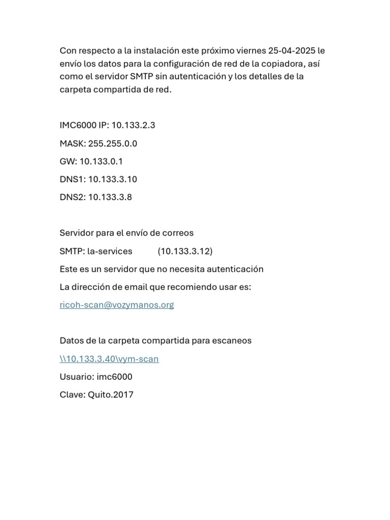 IMC6000 Parametros Red | PDF