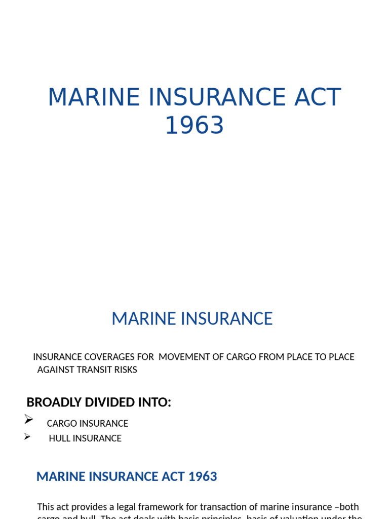 Marine Insurance Act 1 | PDF | Insurance | Business Law