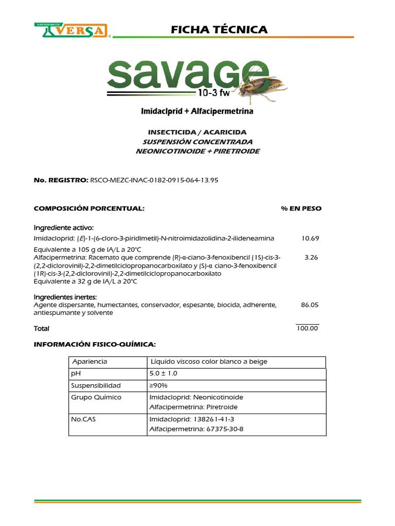Savage 10-3 FW Ficha Tecnica | PDF | Hormiga | Agua
