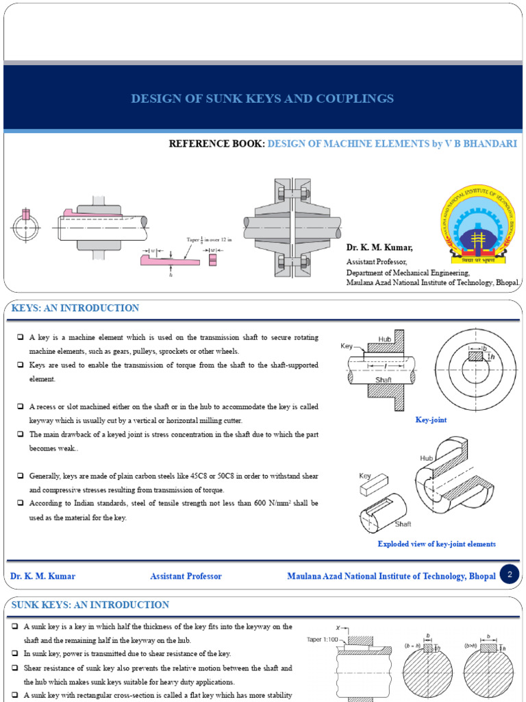 Design of Sunk Keys and Couplings 2 | PDF | Manufactured Goods | Machines