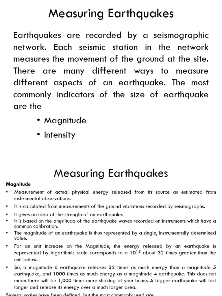 Earthquake Measurement and Observation | PDF | Moment Magnitude Scale ...
