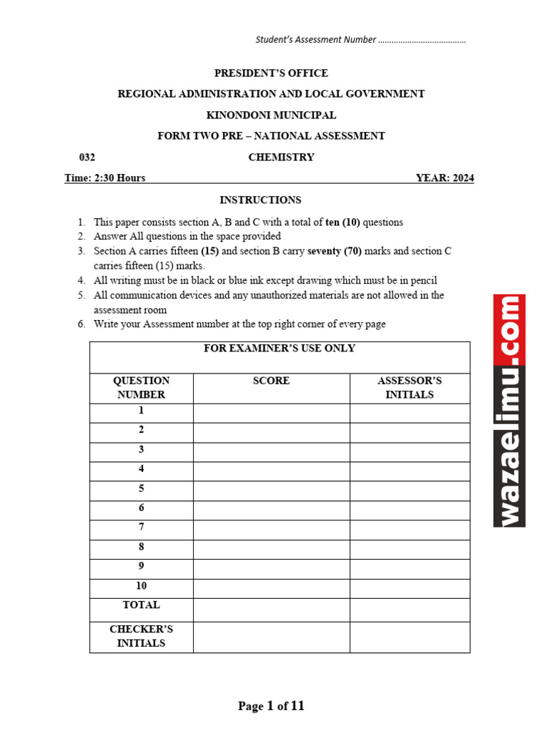 Chemistry Form Two Pre National | PDF | Molecules | Chemical Bond