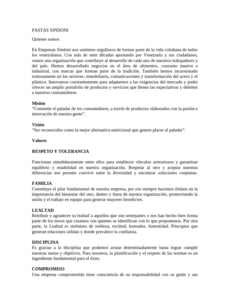 Pastas Sindoni: Tradición y Calidad | PDF | Business | Economias