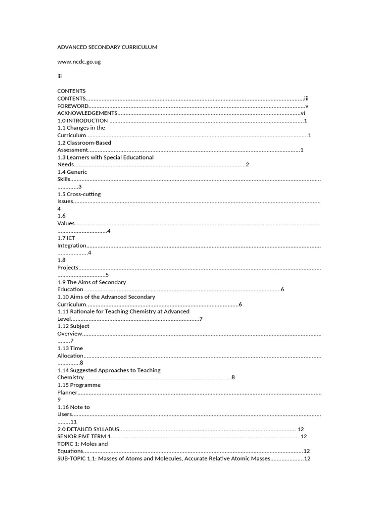 Advanced Secondary Curriculum | PDF | Chemical Bond | Chemistry