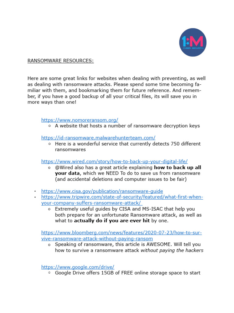 Ransomware Resources | PDF