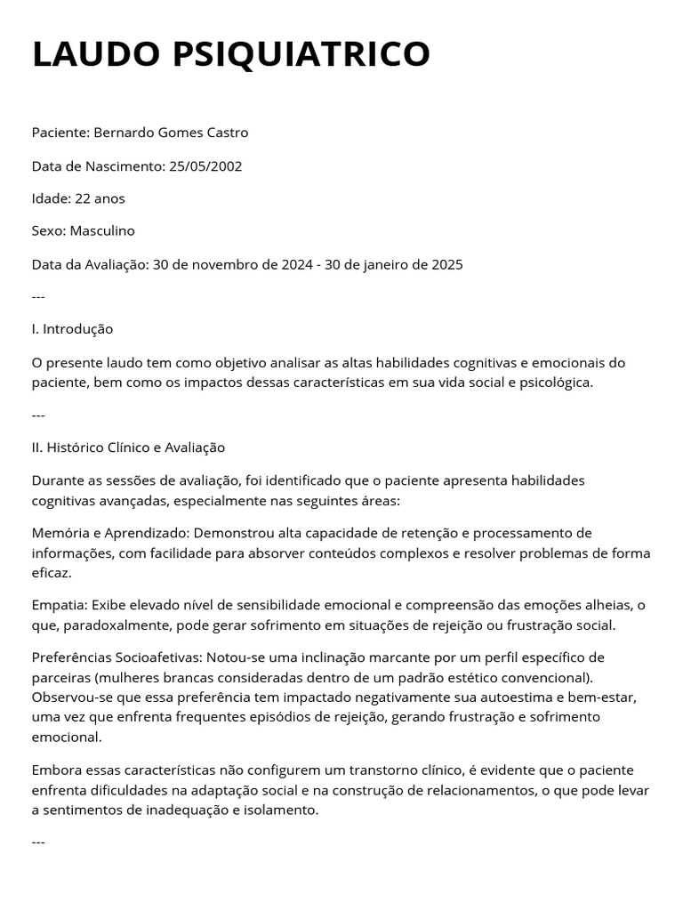 Laudo Psiquiátrico - 20250130 - 184712 - 0000 | PDF