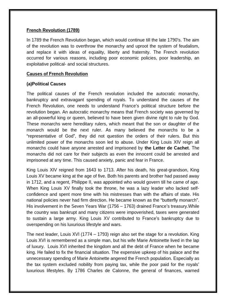 Causes of French Revolution | PDF | Marie Antoinette | Nobility