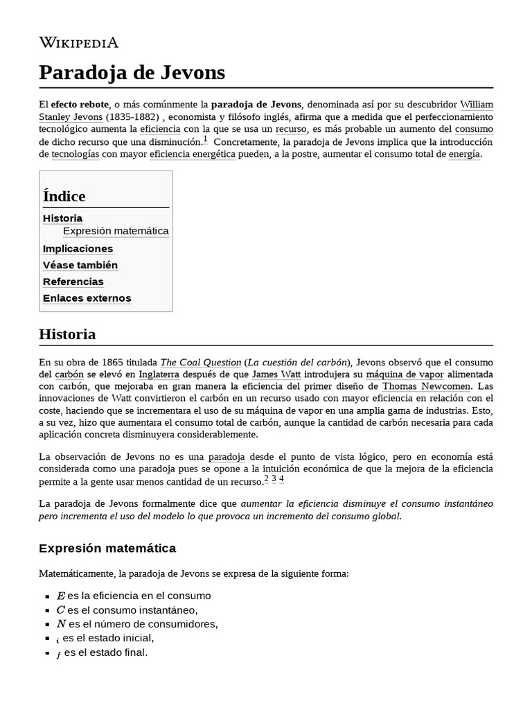Paradoja de Jevons y su impacto energético | PDF | Economias