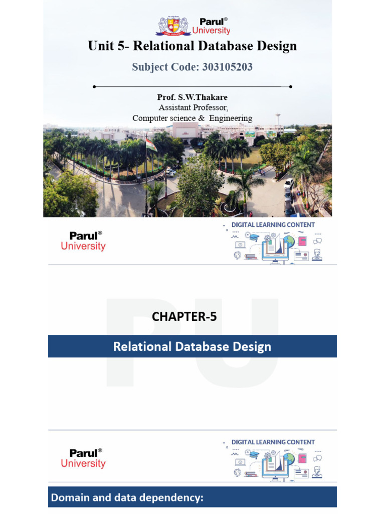 Unit 5 Relational Database Design | PDF | Computer Data | Software Design