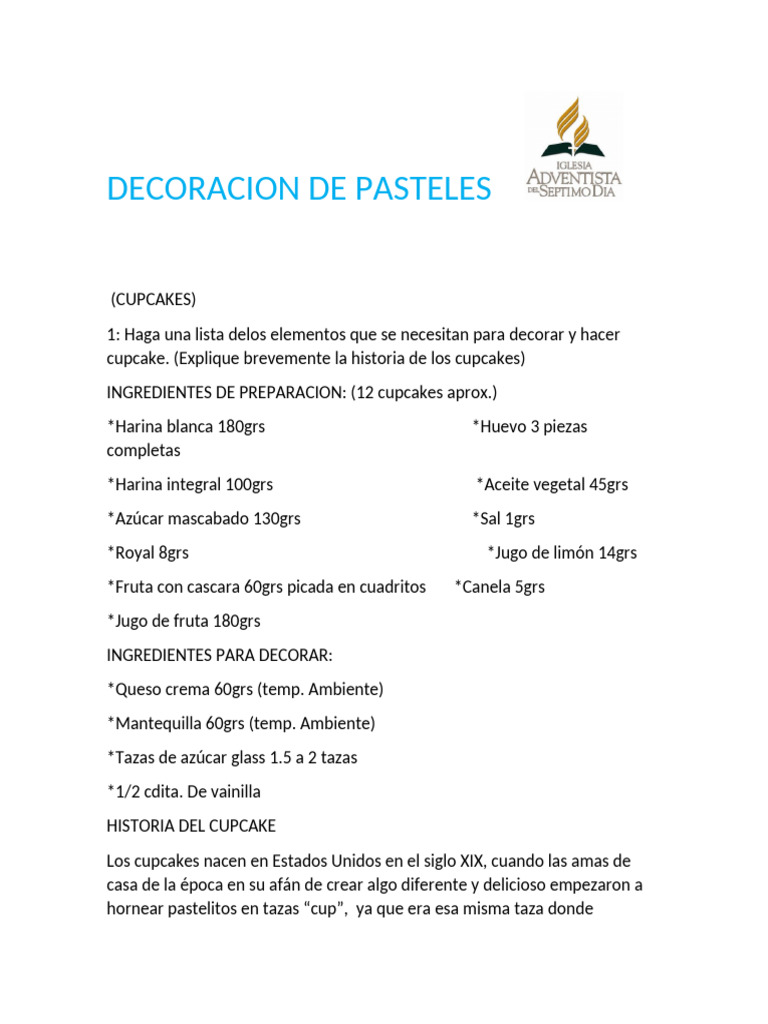 Decoracion de Pasteles | PDF | Magdalena | Pasteles