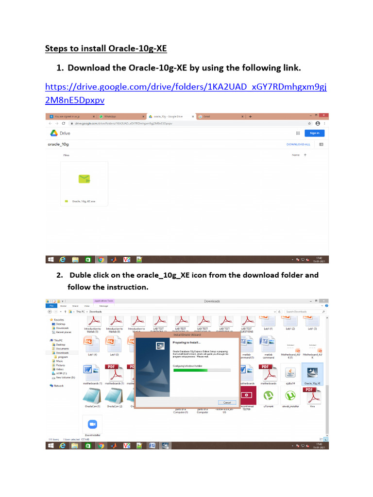 Steps To Install Oracle10g-XE - 250121 - 212308 | PDF | Icon (Computing) | Microsoft Windows