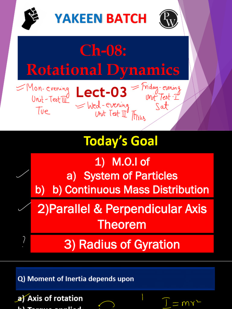 Ch-Rotational Dynamics Lect 03 Notes | PDF | Rotation Around A Fixed ...