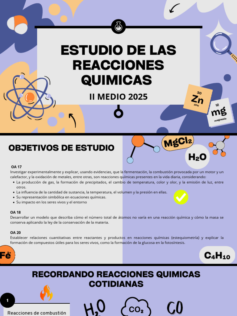 ESTUDIO REACCIONES QUIMICA | PDF | Estequiometría | Reacciones químicas