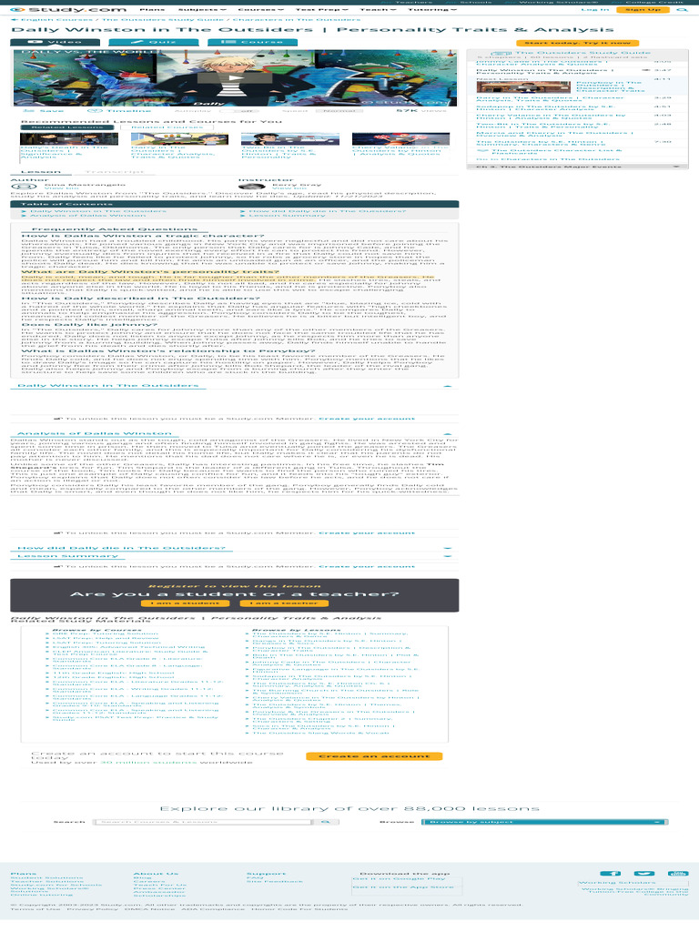 Dally Winston in The Outsiders Personality Traits & Analysis - Video ...