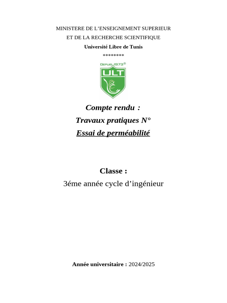 Essai de Perméabilité des Sols | PDF
