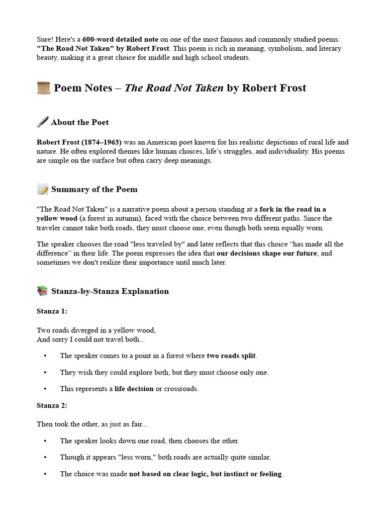 Notes About Robert Frost's Poem | PDF | Poetry