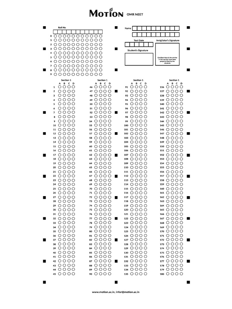 Updated NEET OMR 27 Jan | PDF