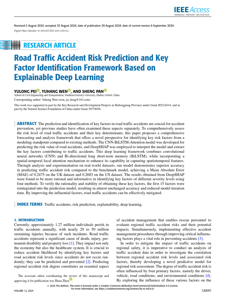 Road Traffic Accident Risk Prediction and Key Factor Identification Framework Based On ...