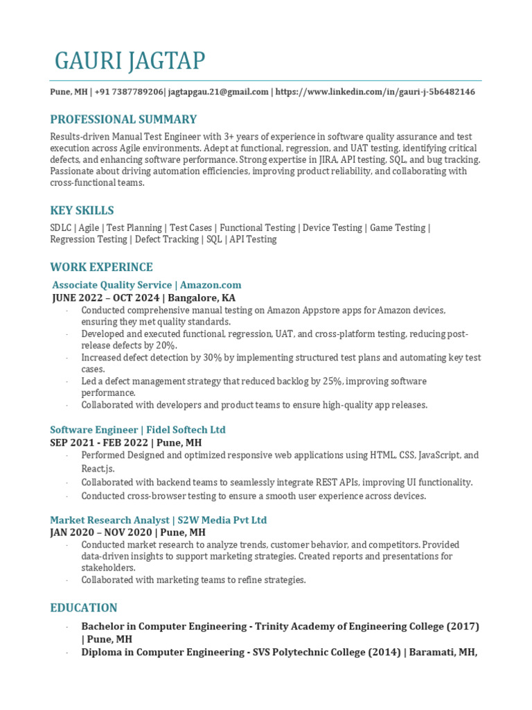 Gauri Jagtap_QA Resume | PDF | Mobile App | Computing