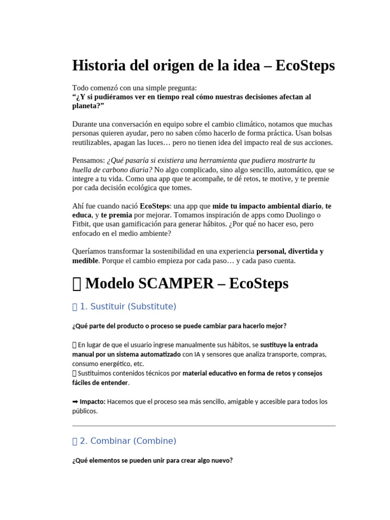 EcoSteps: Tu huella de carbono diaria | PDF | Aplicación movil ...