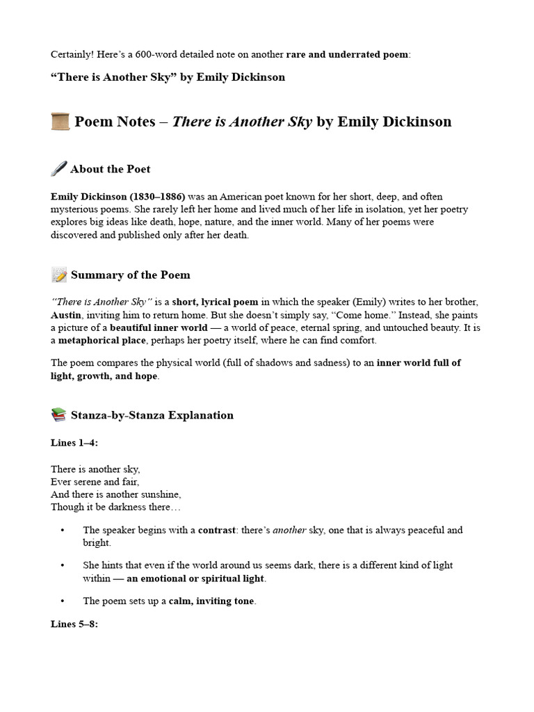 Notes about the very nice poem | PDF | Poetry | Emily Dickinson