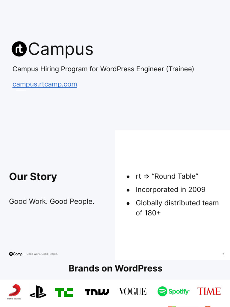 (Rtcamp) WordPress Engineer (Trainee) Slide Deck 2024-2025 | PDF