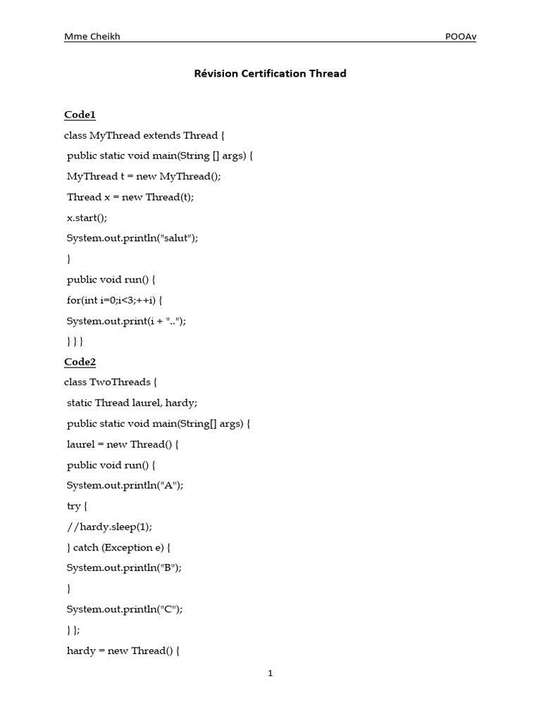 TD Révision-Thread Certification | PDF