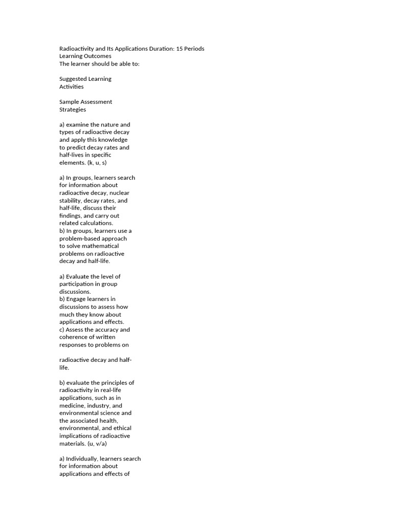 Radioactivity and Its Applications Duration | PDF