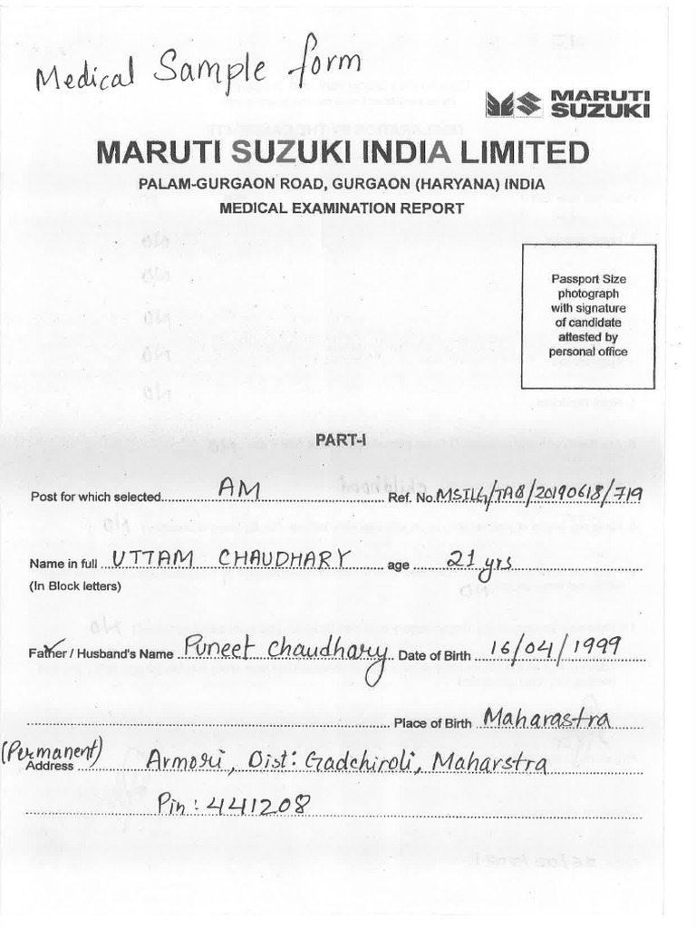 Medical Form-MSIL | PDF