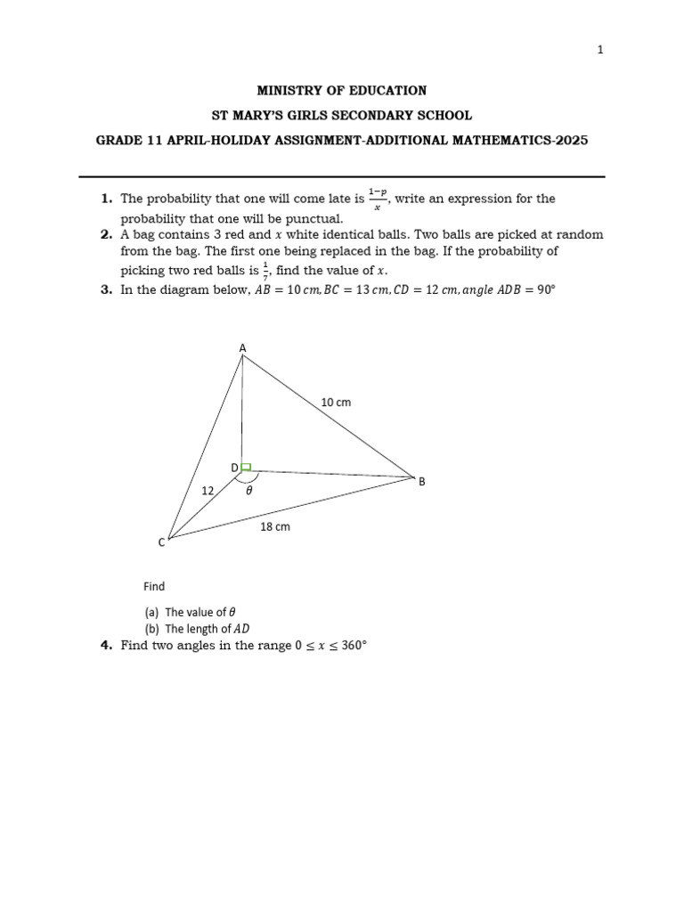 Grade 11 April 2025 Holiday Assignment | PDF