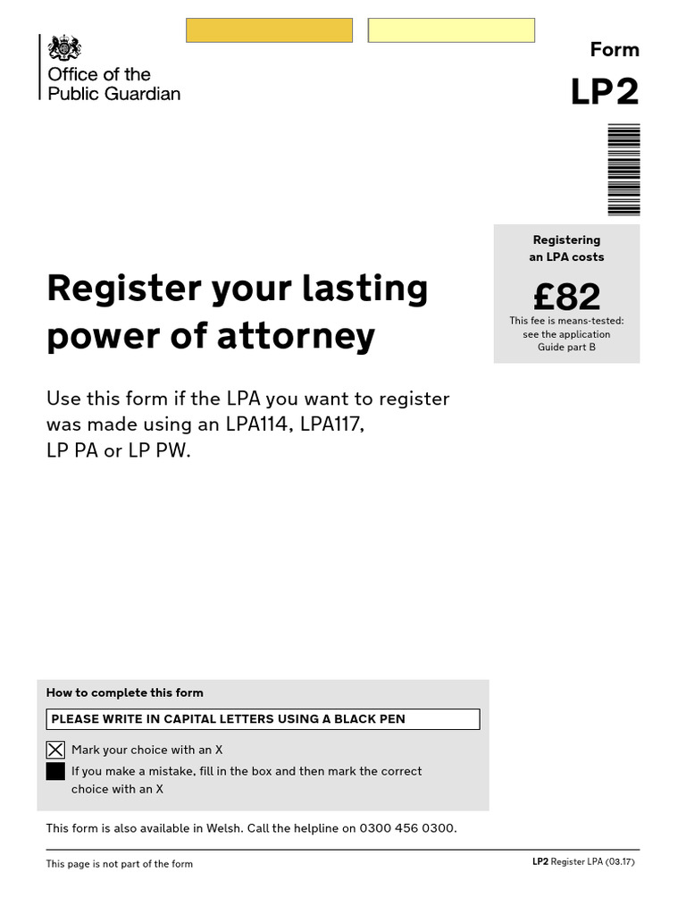 LP2 Register Your Lasting Power of Attorney | PDF