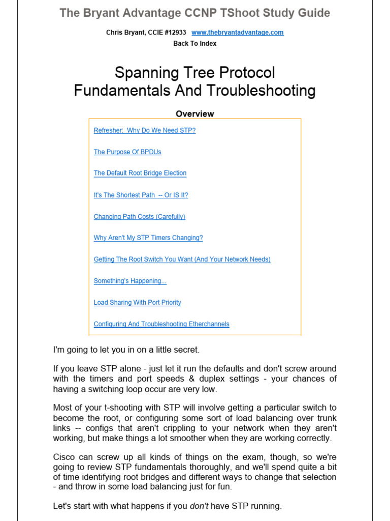 2-Spanning Tree Protocol Fundamentals and Troubleshooting | PDF | Computer Standards ...