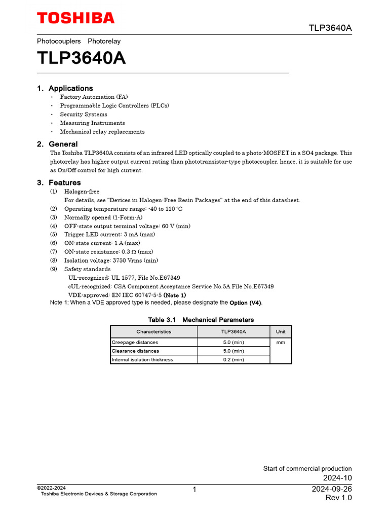 TLP3640A Datasheet en 20240926-3532678 | PDF | Electronics ...