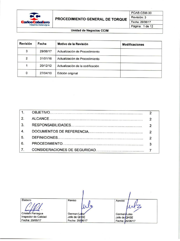 2.8 PCAB-CSM-030 Rev.3 Procedimiento General Torque | PDF