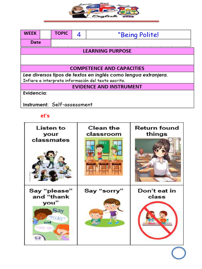 WORKSHEET N°4-Being Polite-1º Grado | PDF