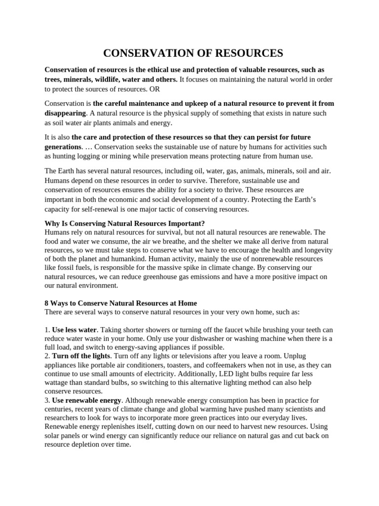 Conservation of Resources | PDF | Waste | Recycling